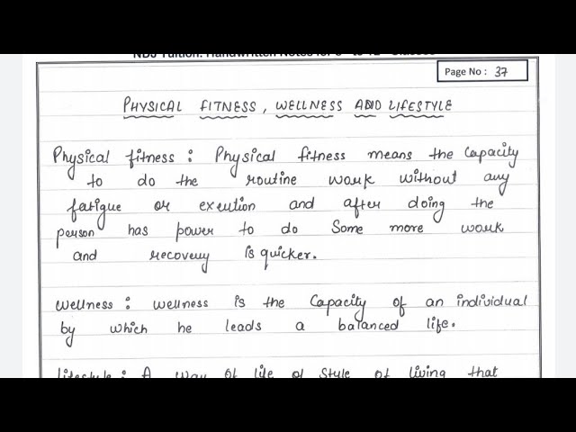 Physical Fitness, Wellness And Lifestyle Notes | 11th Physical ...